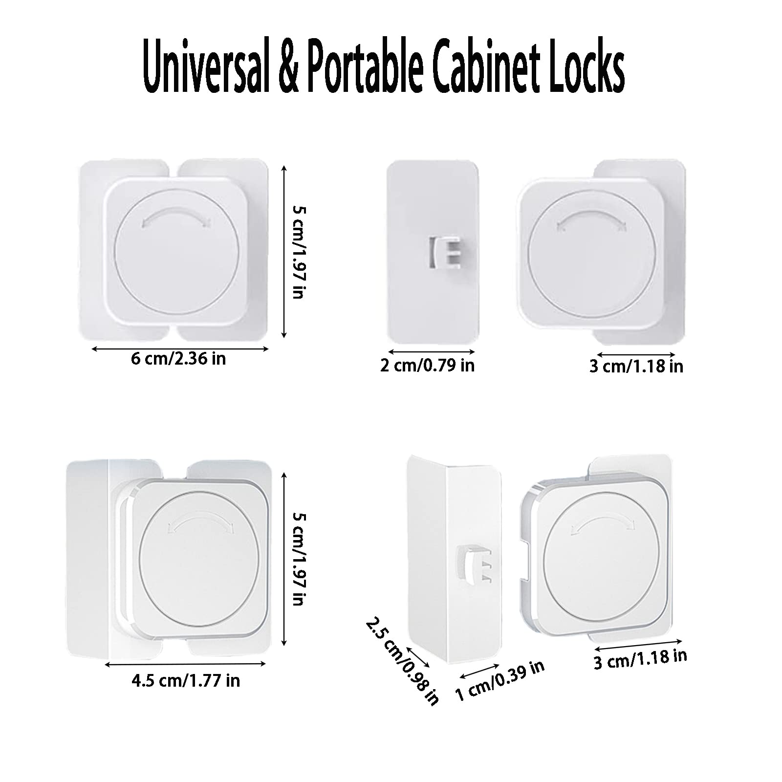Cabinet Locks(12-Pack) for Babies, Kids and Toddlers Proofing Cabinet Child, safety Locks Suitable for Cabinets, Drawer and Refrigerator with Easy Installation (White) (8 Flat Lock+4 Right Angle Lock)