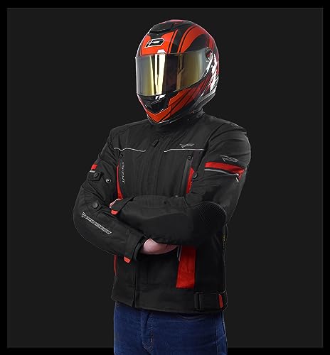 RS Motosports All Season Racing Motorbike Jacket for Men Water Proof & Breathable Motorcycle Jacket with Textile Fabric (US, Alpha, Large, Regular, Regular, Blue)