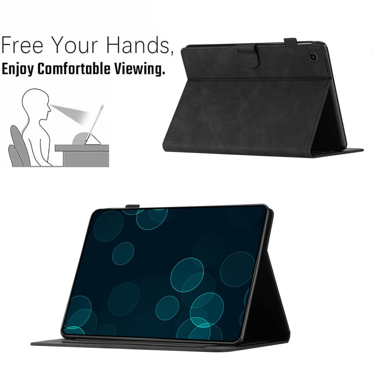 SLLMYYX Case for Samsung Galaxy Tab A8 10.5 Inch SM-X200 2021 Release, Many Butterflies PU Leather Slim Folio Adjustable Stand Tablet Cover Case (Black)