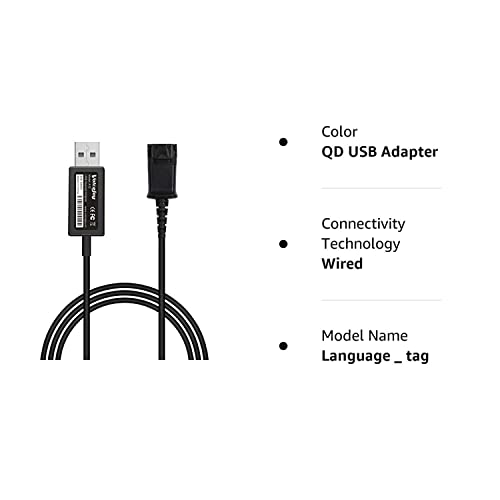 Call Center Office Headset Quick Disconnect QD Cable to USB Plug Adapter for Plantronics Headset QD Connector Plug to Any Computer Laptop VOIP Softphone