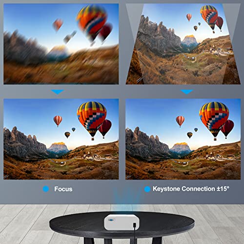 Weochi Native 1080P WiFi Projector, 9500L Bluetooth 5G Video Projector, 400 ANSI Keystone Home/Outdoor Wireless Portable Projector Compatible with Phone, PC,PS4