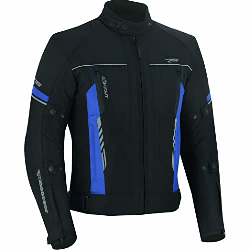 RS Motosports All Season Racing Motorbike Jacket for Men Water Proof & Breathable Motorcycle Jacket with Textile Fabric (US, Alpha, Large, Regular, Regular, Blue)