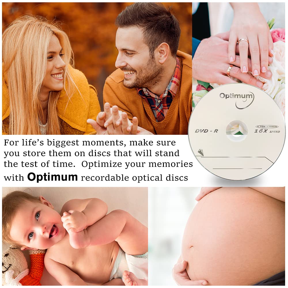 OPTIMUM DVD-R Blank Discs 4.7GB 16X Recordable Disc Branded Logo - 100 Disc (no Container)