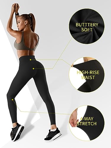 TMKOTOKRA High Waisted Workout Leggings for Women Tummy Control Butt Lifting Compression Leggings Soft Yoga Pants-Black