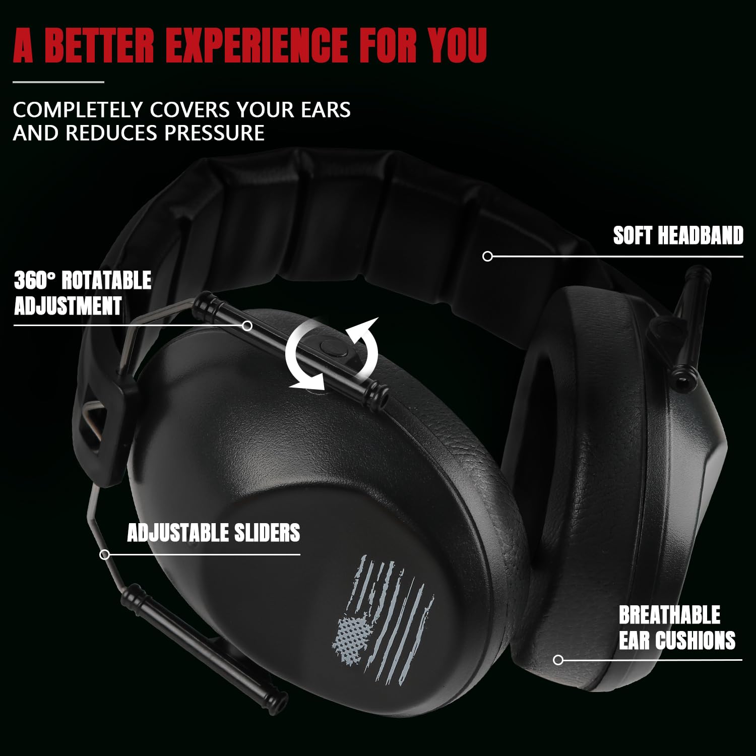 HEARMOR Shooting Ear Protection Earmuffs with Low Profile NRR 23 dB Noise Reduction Headphones for Gun Range and Hunting, Black