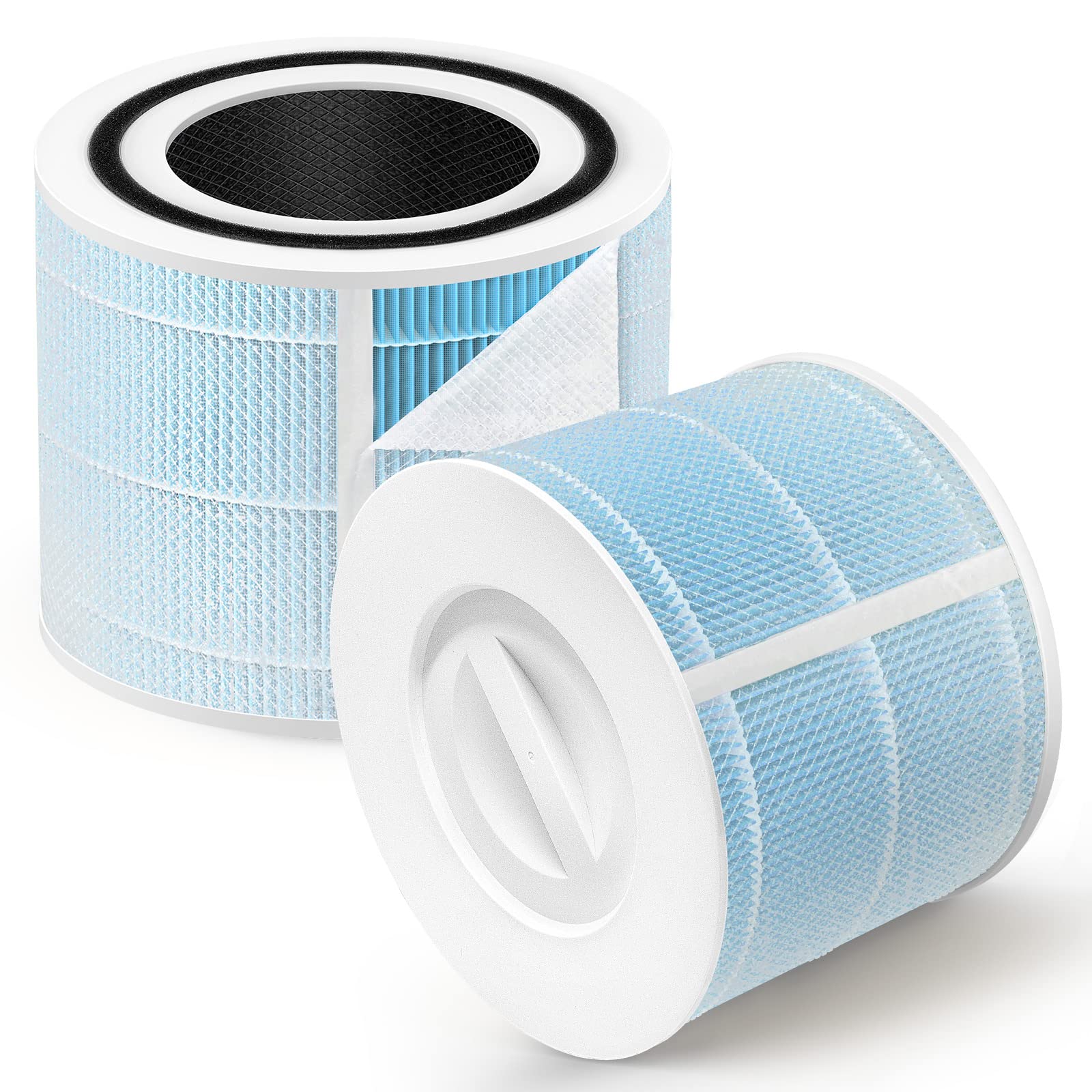 HSIAMEN Smoke Remover Filter Compatible with Levoit Core 300 & PuroAir 240 Air Purifier, 4-in-1 H13 True HEPA Core 300S P350 Core300-P Filters, Fit Part# Core 300-RF-SR P350-RF, Blue 2-Pack