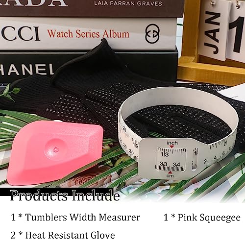 Laosh 3PCS Sublimation Tumblers Tool Kits with Tumblers Width Measurer, Heat Gloves, Mini Squeegee, Use for Heat Press Sublimation Blanks Tumblers Skinny Straight Cup
