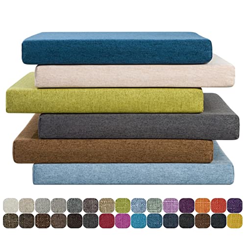 Custom Indoor Furniture Bench Cushions, Window Seat Cushions, Personalized Size Non-Slip Bench Pads, Thickened Foam Furniture Seat Cushion, Sofa ,Bay Window Indoor Furniture Breathable Linen Cushions
