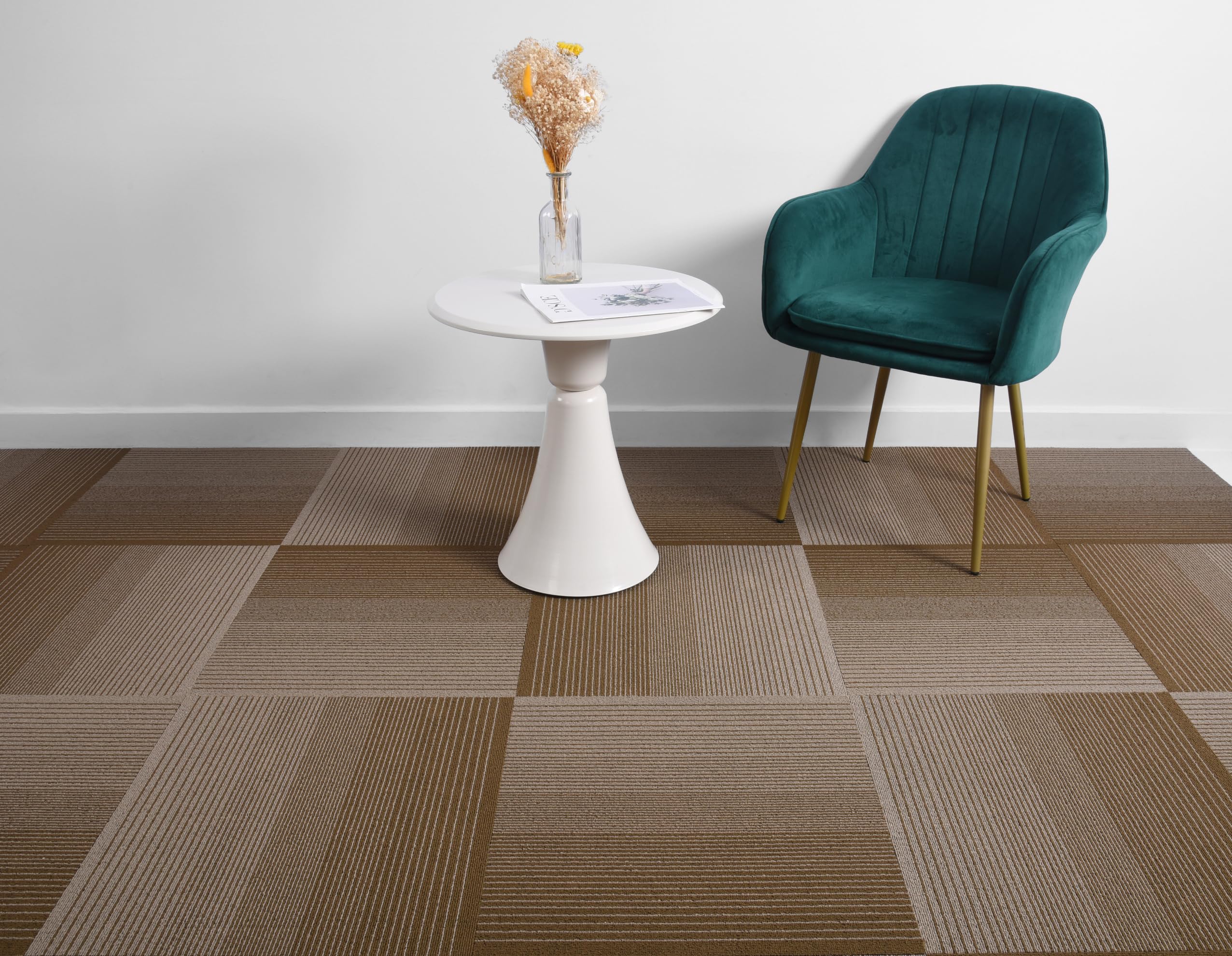 Rehert Carpet Tiles, Carpet Squares, Office Carpet Tiles Removable, Carpet Tile Flooring for Basement, 20" x 20" Berber (Loop Pile), Gradient Brown, 0.24" Pile Height (12 Tiles, 32 sqft/Box)