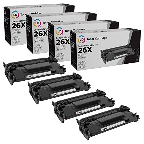 LD Products Compatible Replacement for HP 26X Toner Cartridge CF226X 26A CF226A for Laserjet Pro M402d M402dn M402dne M402dw M402n MFP M426fdw M426fdn MFP M426dw (High Yield Black, 4-Pack)