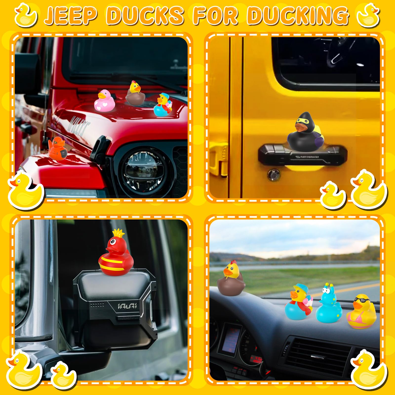 100 Pcs Rubber Ducks in Bulk, Assortment Jeep Ducks for Jeeps Ducking, Toddler Baby Bath Toys Christmas Party Favors Summer Beach Pool Activity Duckies Bulk