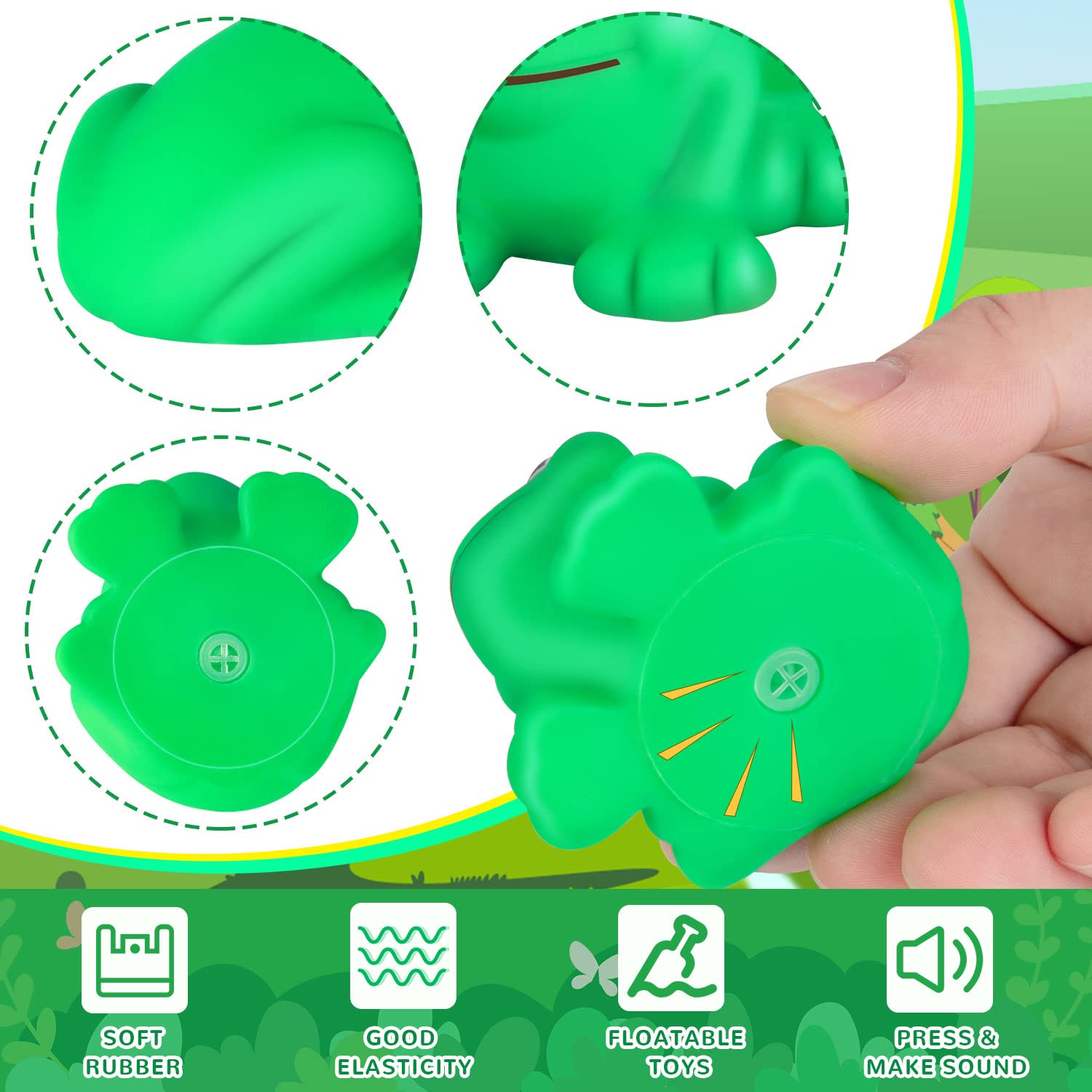 36 pcs Rubber Frogs for Kids, Cute Floating Squeaky Frog Bath Toy Mini Plastic Frogs for Cake Decoration Classroom Carnival Prizes Baby Shower Birthday Party Decoration