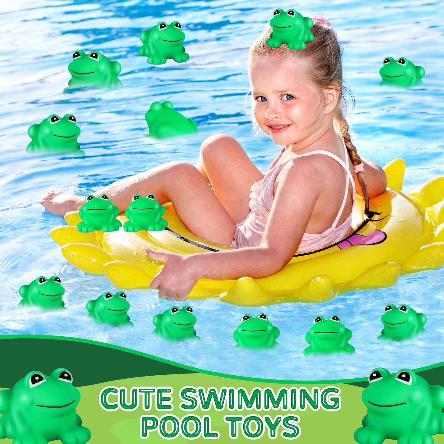 36 pcs Rubber Frogs for Kids, Cute Floating Squeaky Frog Bath Toy Mini Plastic Frogs for Cake Decoration Classroom Carnival Prizes Baby Shower Birthday Party Decoration