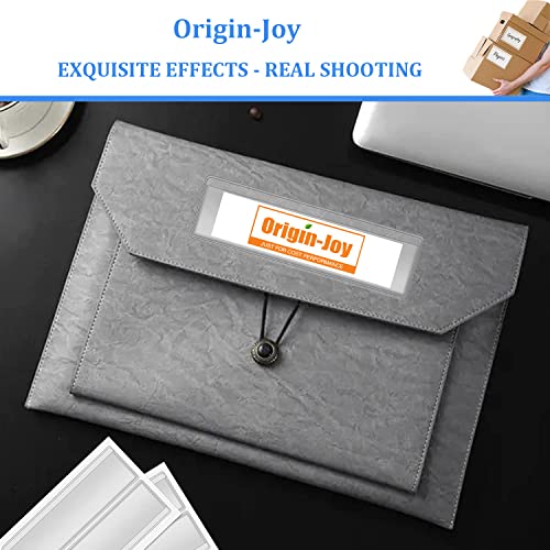 Origin-Joy 50 PCS Self-Adhesive Index Label Pockets, Clear Plastic Peel & Stick Card Holders with Top Open for Loading (2.5 x 1.5 inch)