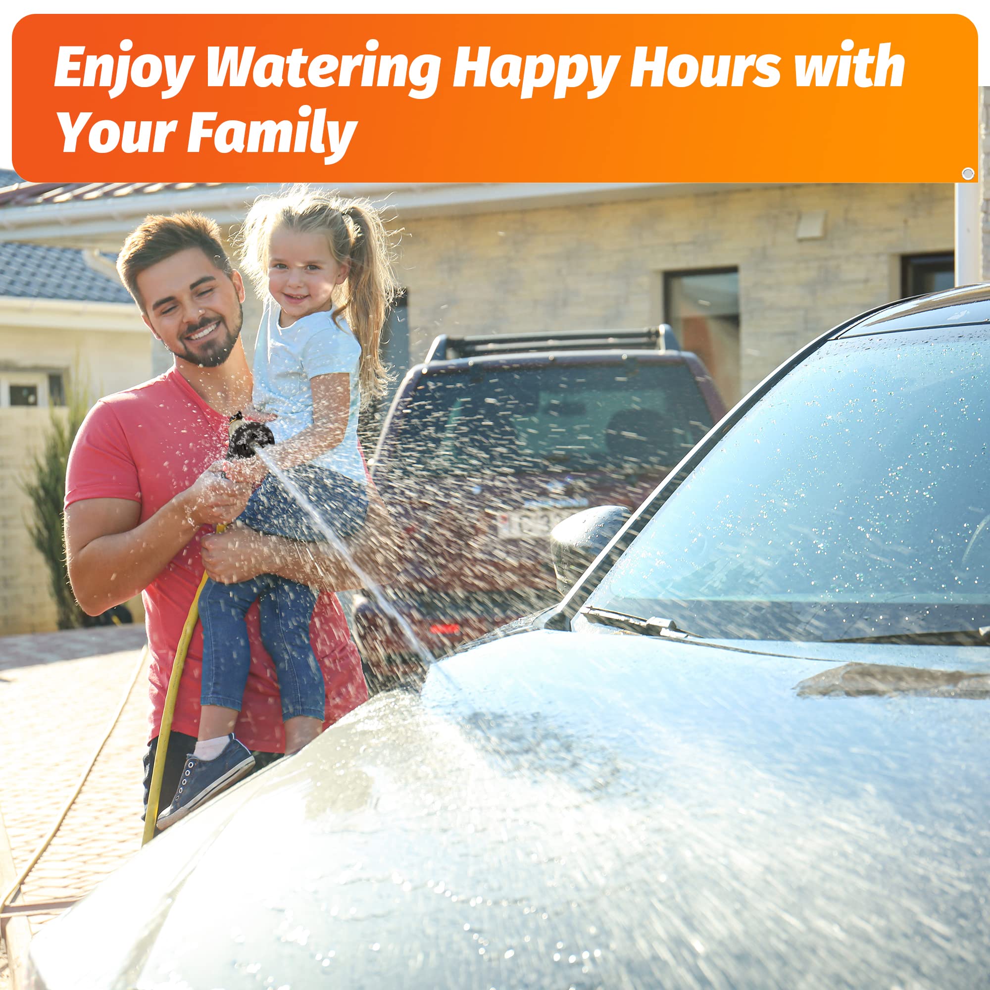 AUTOMAN Garden Hose Nozzle - 7 Patterns Sprayer, 100% Metal High Pressure Spray Nozzle, Labor-Saving Design, Heavy Duty Water Hose Nozzle for Garden Watering, Car Washing, Window Cleaning,Pets Bathing