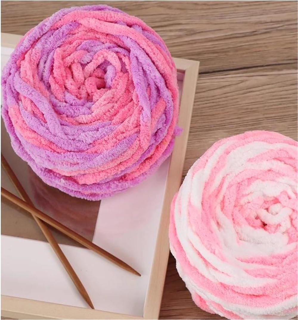 Multicolor 190g/ball Chenille Knitting Yarn Soft Ice Strip Line Cotton Yarn DIY Wool Yarn for Hand Knitting Scarf Thick Wool Yarn