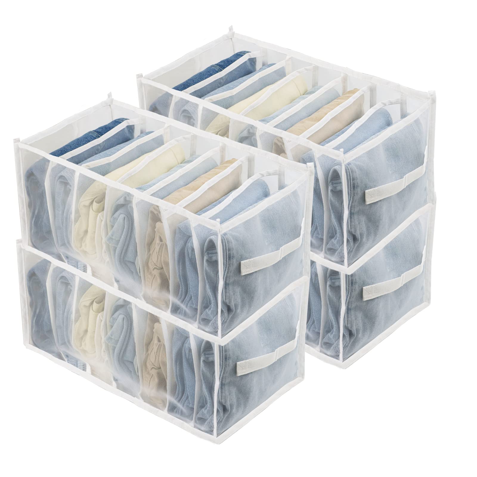 4PCS Wardrobe Clothes Organizer Extra Large 17.3-Inch Closet Organizer Drawer Organizers for Clothing Foldable Clothes Organizer Clothing Storage for Folded Clothes Jeans Sweaters Sheet T Shirts