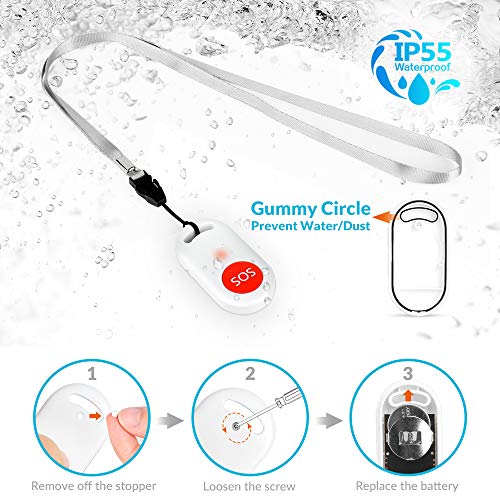Wireless Caregiver Pager SOS Call Button Nurse Call Alert Caregiver Pager with IP55 Waterproof for Caregiver Alert System Neck Strap Included (ONLY The sos Button, not Including The Receiver)