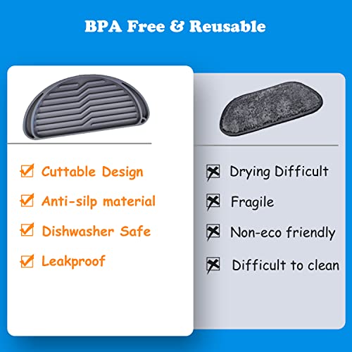 2 Pcs Refrigerator Drip Catcher Tray, Reusable Silicone Refrigerator Water Dispenser Pan, Fridge Spills Water Pad Catch Basin for Drainage (Semi-Circular, Grey)