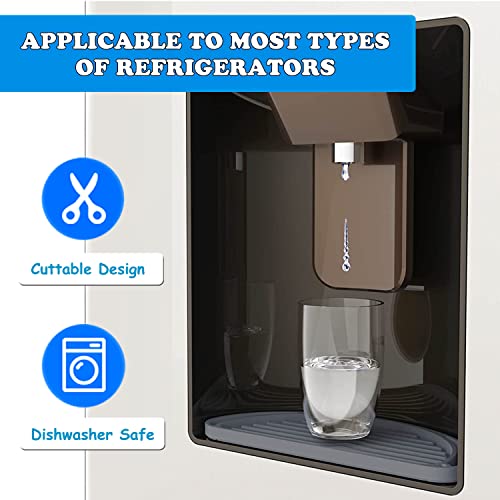 2 Pcs Refrigerator Drip Catcher Tray, Reusable Silicone Refrigerator Water Dispenser Pan, Fridge Spills Water Pad Catch Basin for Drainage (Semi-Circular, Grey)
