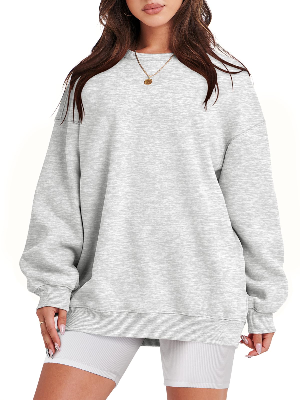 ANRABESS Sweatshirt for Women Oversized Crewneck Hoodies Fleece Casual Pullover Top Fall Fashion Outfits Clothes 2025 A1019 light gray X-Large