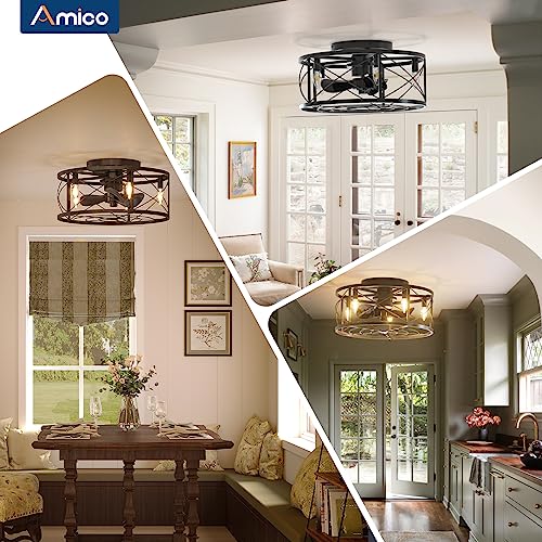 Amico 20 in caged ceiling fans with lights bladeless
