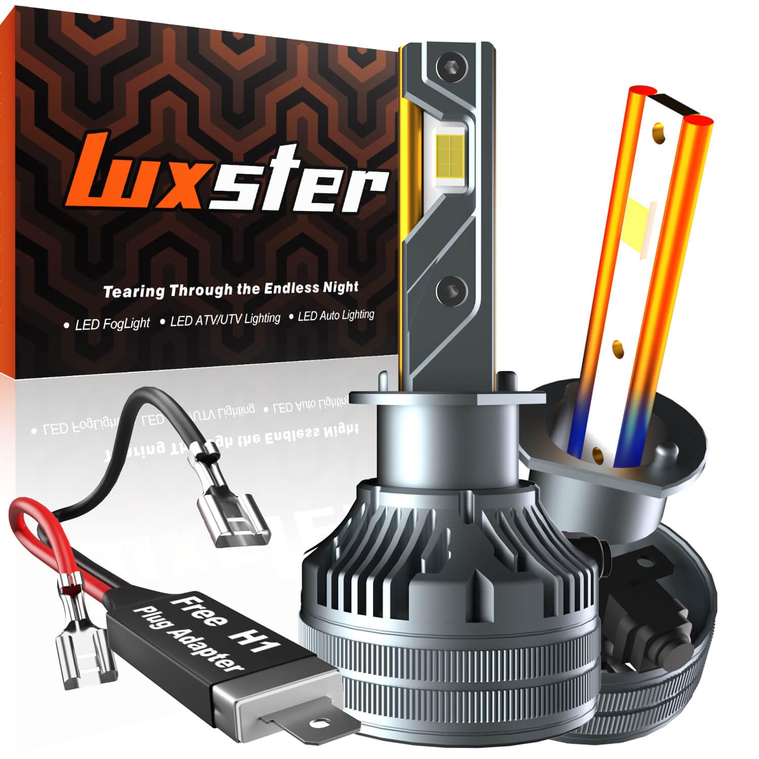 Luxster 2024 Punisher 40,000LM H1 LED Bulbs, 2023 Best Overall Winner, H1 Plug Adapters Included, Ultra-Bright TalonLED Chips, Plug-N-Play, 6000K Pure White Foglight, IP68 Waterproof, Pack of 2
