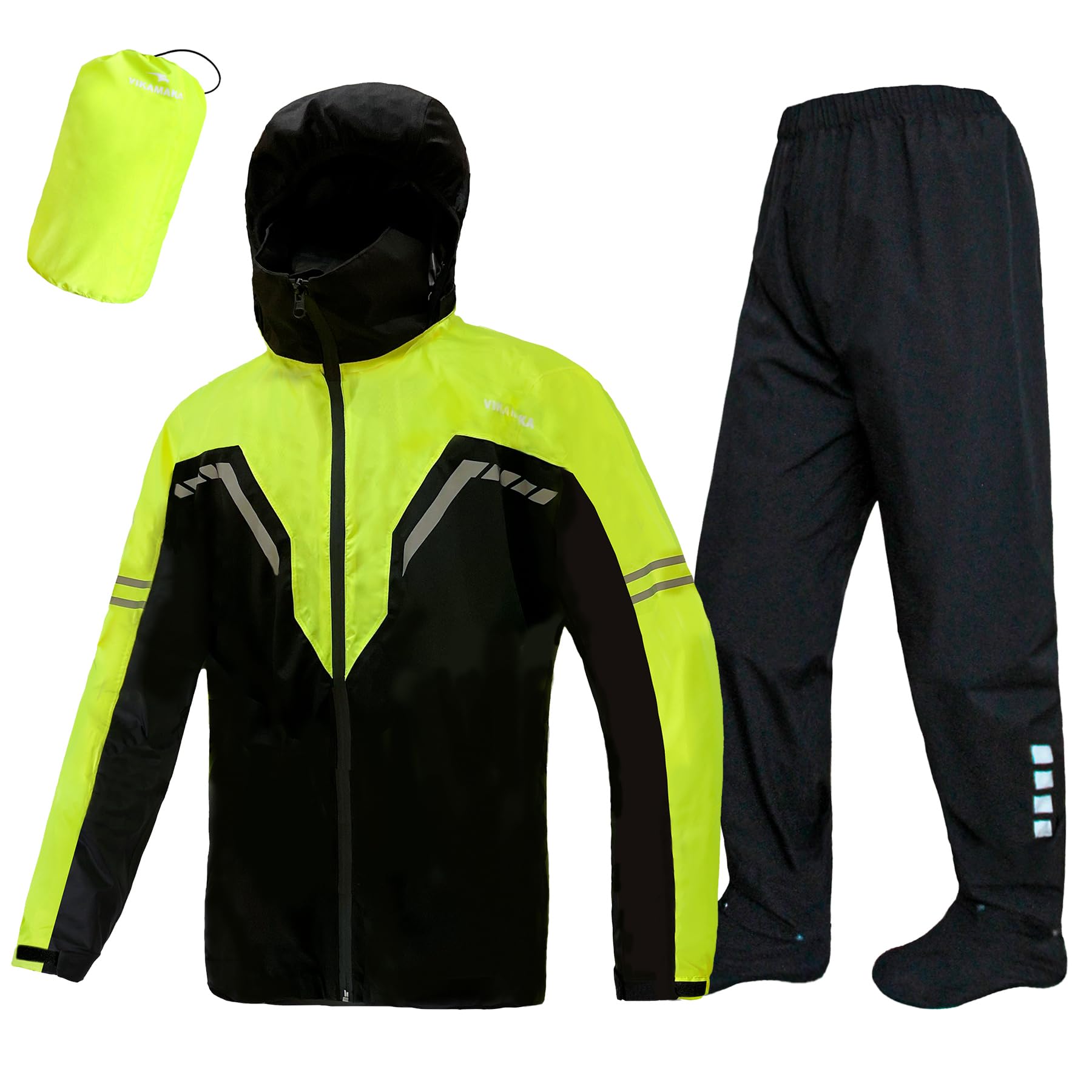 VIKAMAKA Waterproof Rain Suit for Men,Lightweight Rain Jackets and Pants Portable Reflective for Motorcycle Cycling Rain Gear