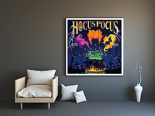 Halloween 5D Diamond Painting Kits for Adults Beginners, Round Full Drill Hocus Pocus Diamond Art Kit, DIY Witch Paint by Diamonds Dot Gem Art Kits,Home Wall Decor 13.7 X13.7inch