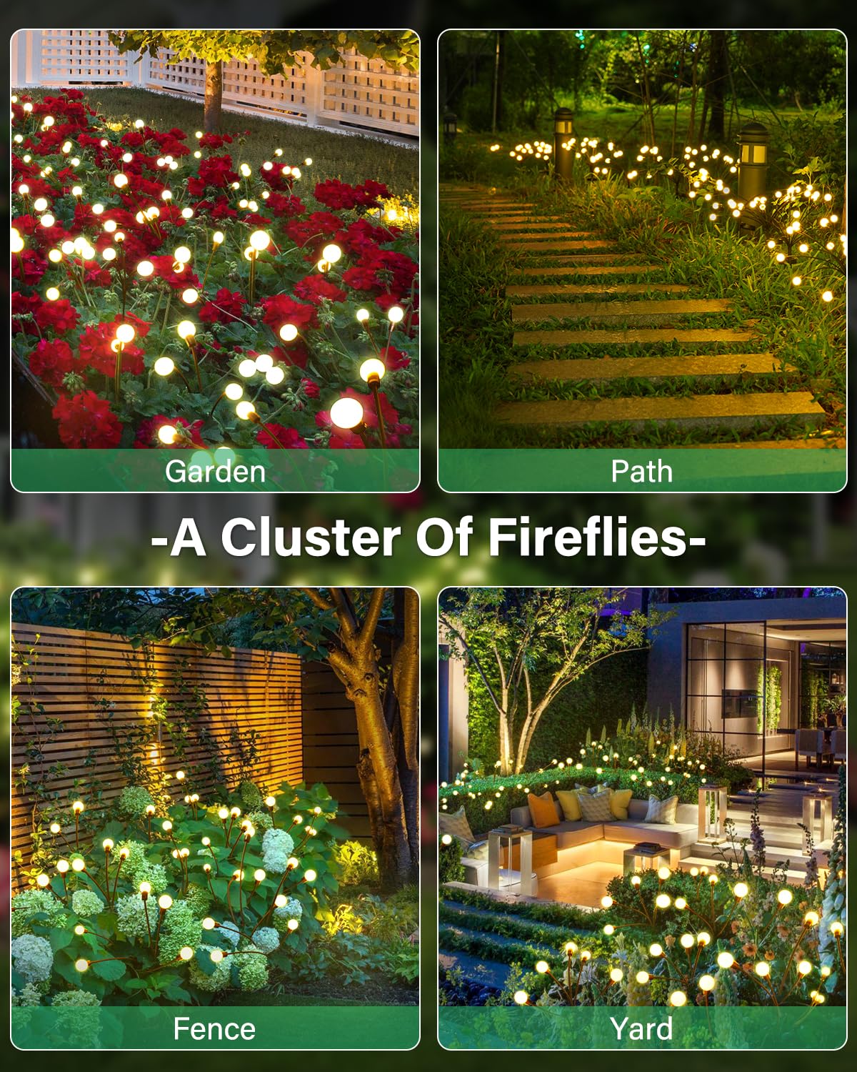 4 Pack 48 Big LEDs Solar Garden Lights-Firefly Lights Solar Outdoor Waterproof-2 Lighting Mode Solar Swaying Pathway Lights, Sway By Wind-Warm White Outdoor Solar Lights For Yard Patio Landscape Lawn