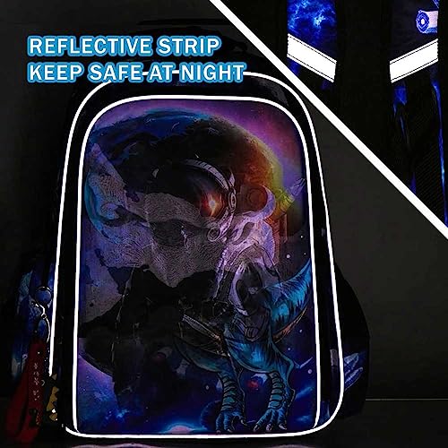 UFNDC 3PCS Dinosaur Backpack for Boys, 3D Kids Preschool Bookbag with Lunch Box, 16”Water Resistant School Bag for Elementary Toddler