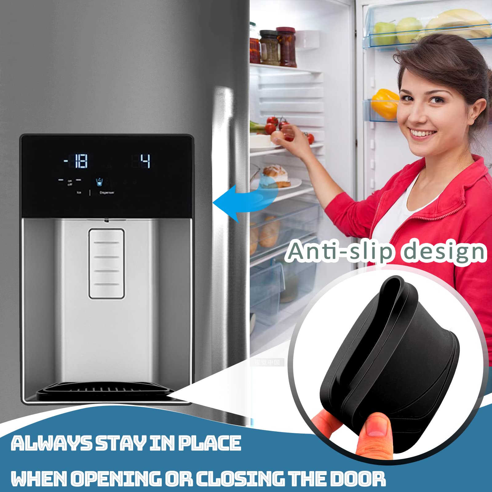 ZHOUYIYI Refrigerator Drip Catcher Tray, Non-slip Cuttable fridge water Dispenser Drip Tray,Fridge Spills Silicone Water Pad Catch Basin for Ge,Whirlpool,Samsung Refrigerator Water& Ice Dispenser