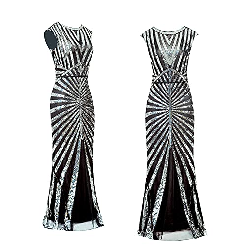 Dress for Women Vintage 1920s Sequin Beaded Tassels,Today's Deals on,My Account, Today only Clearance,Daily Deal,2.00 Dollar Items,Return pallets for Sale Liquidation Electronics Silver