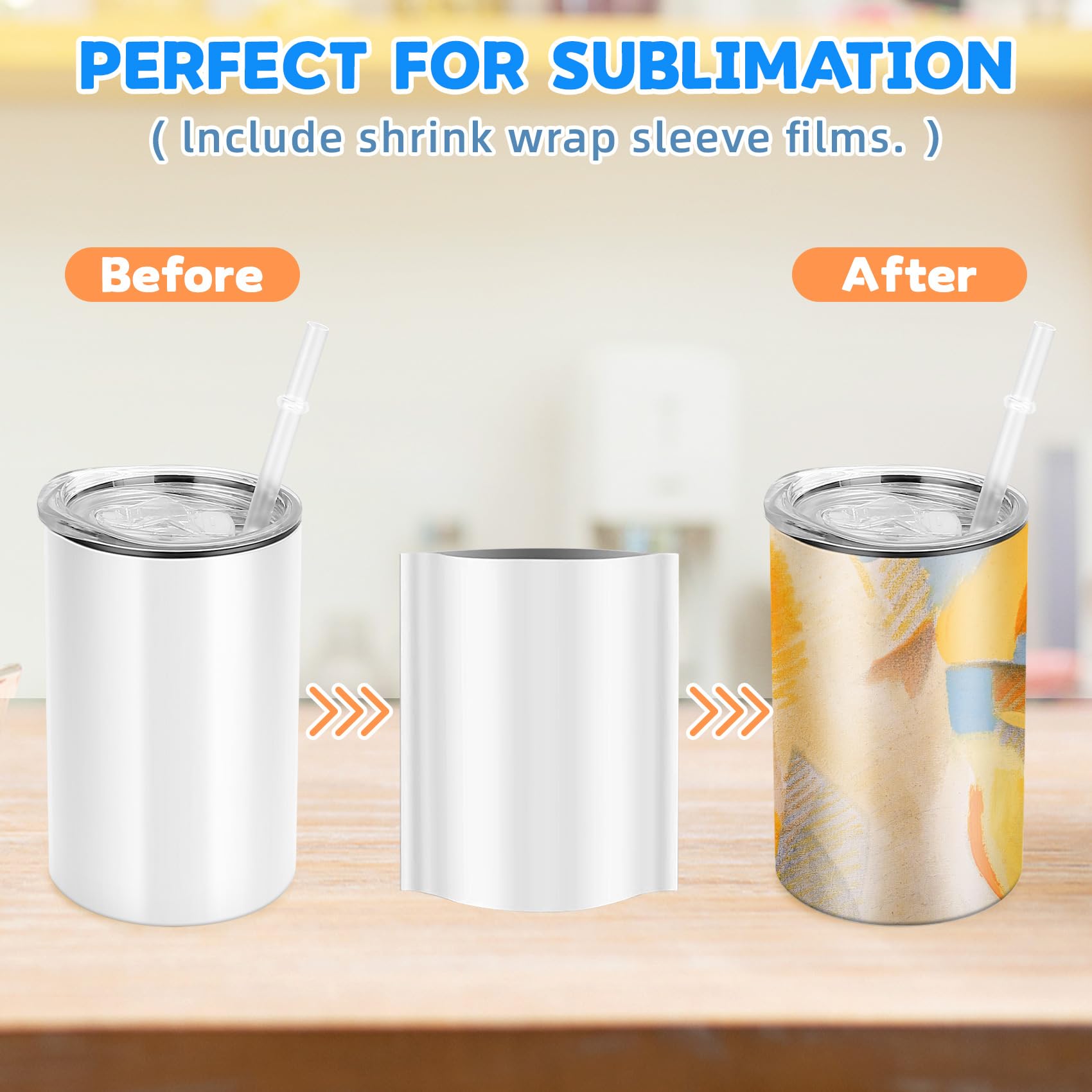 IAMGlobal 4 Pack 12 Oz Sublimation Tumbler Set With Lids and Straws, 304 Stainless Steel Travel Tumblers