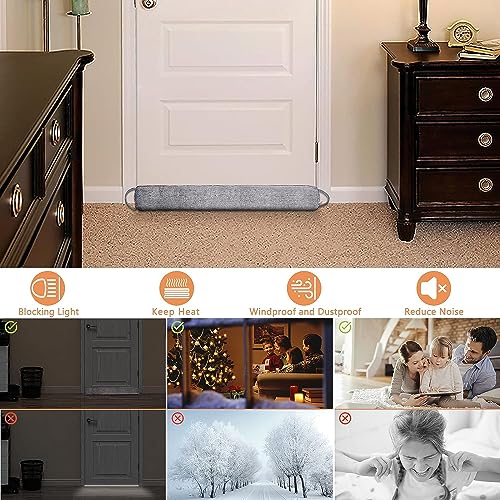 Triangle Under Door Draft Stopper Noise Blocker 28 Inches for Door Bottom Air Seal Insulation and Soundproof, Heavy Duty Weather Guard Snake Stripping, Gray