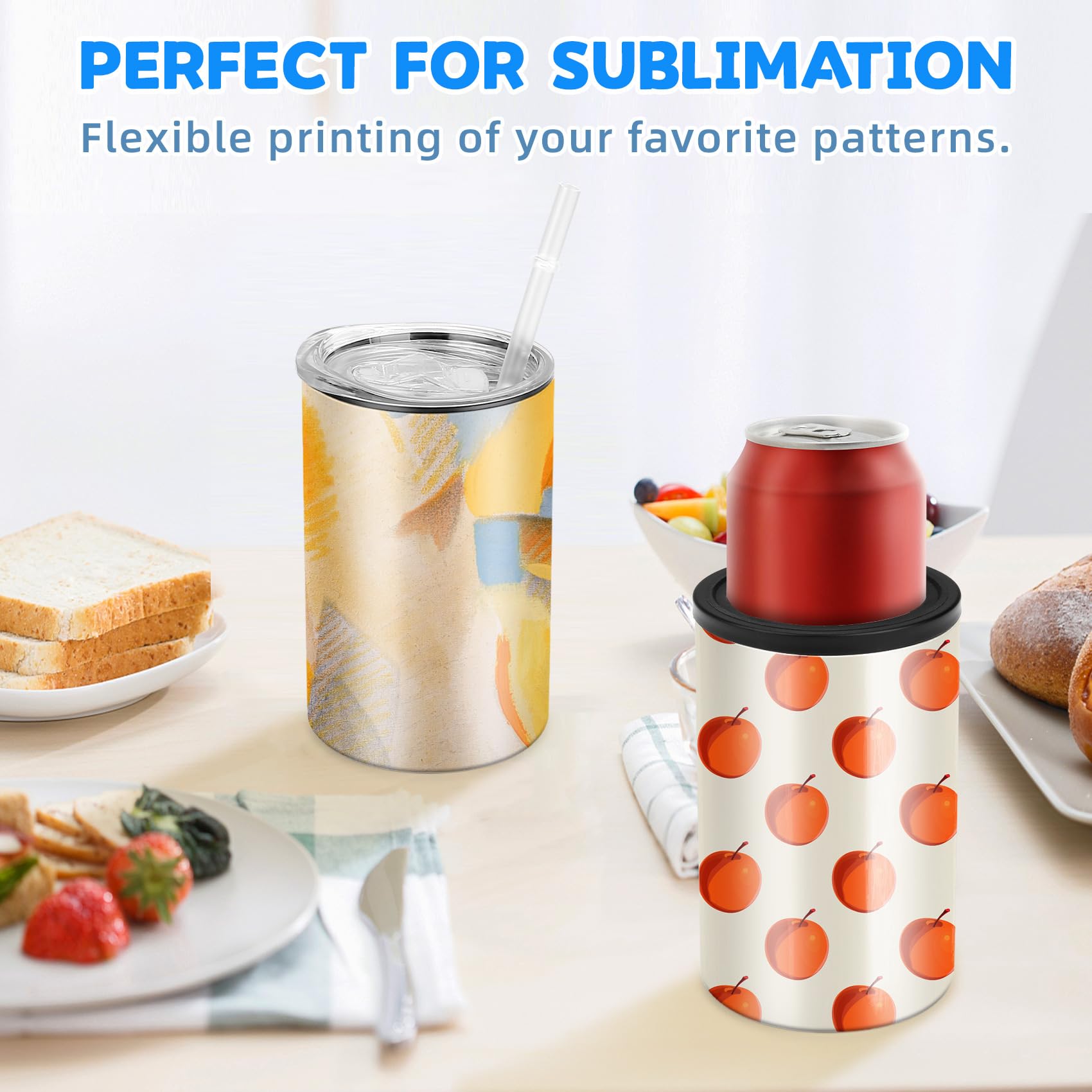IAMGlobal 4 Pack 12 Oz Sublimation Tumbler Set With Lids and Straws, 304 Stainless Steel Travel Tumblers