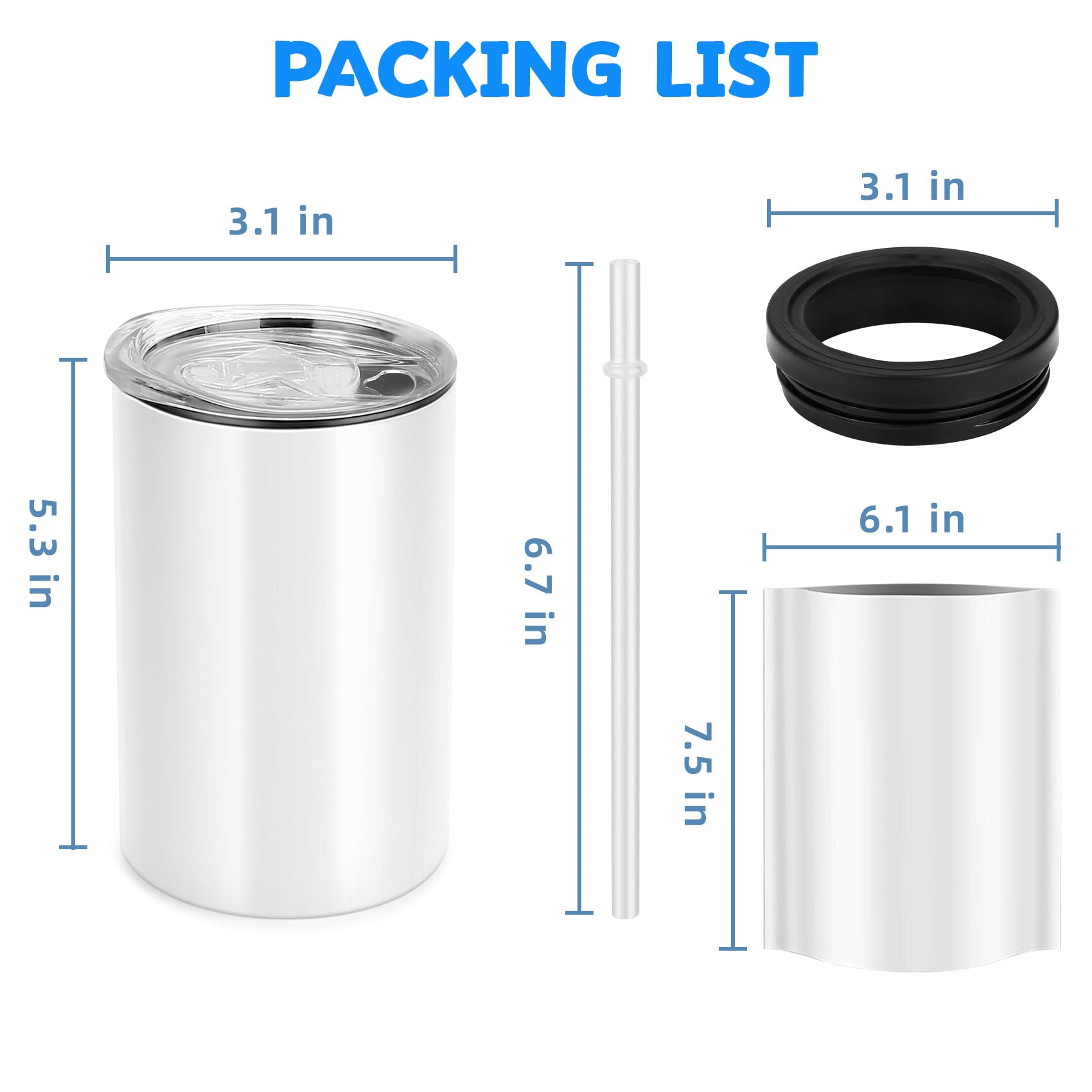 IAMGlobal 4 Pack 12 Oz Sublimation Tumbler Set With Lids and Straws, 304 Stainless Steel Travel Tumblers