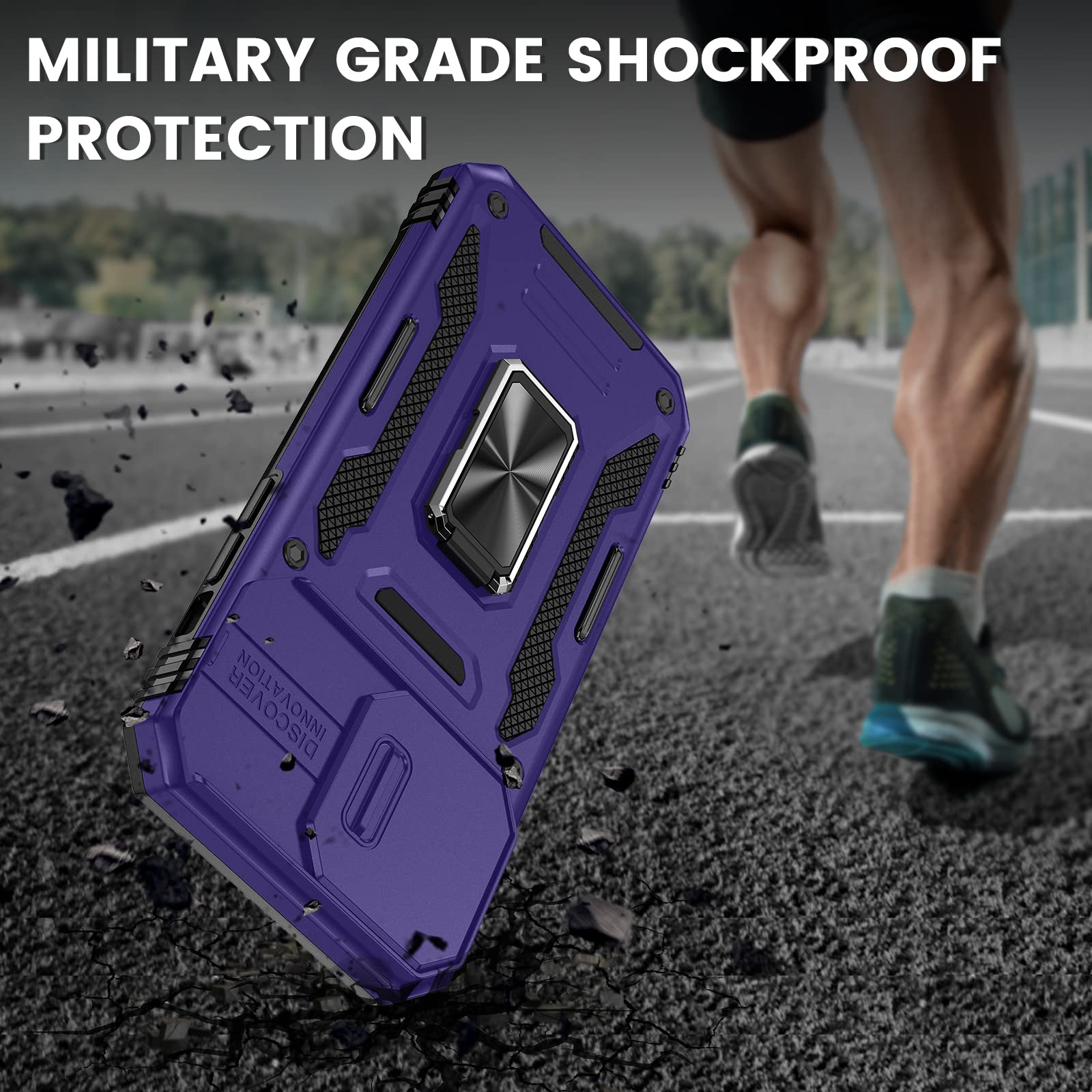 Maxdara for iPhone 14 Pro Max Phone Case, with Slide Camera Cover & Built-in Rotating Kickstand & Front Glass Screen Protector Phone Case for iPhone 14 ProMax 6.7 inch, Deep Purple