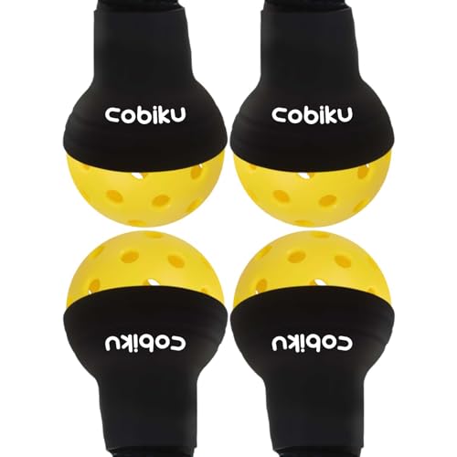 COBIKU Pickleball Ball Retriever Picker Upper, Fits All Standard Pickleball Paddles, Easily Pickup Pickleballs Without Beding Over - Black, 4Pack