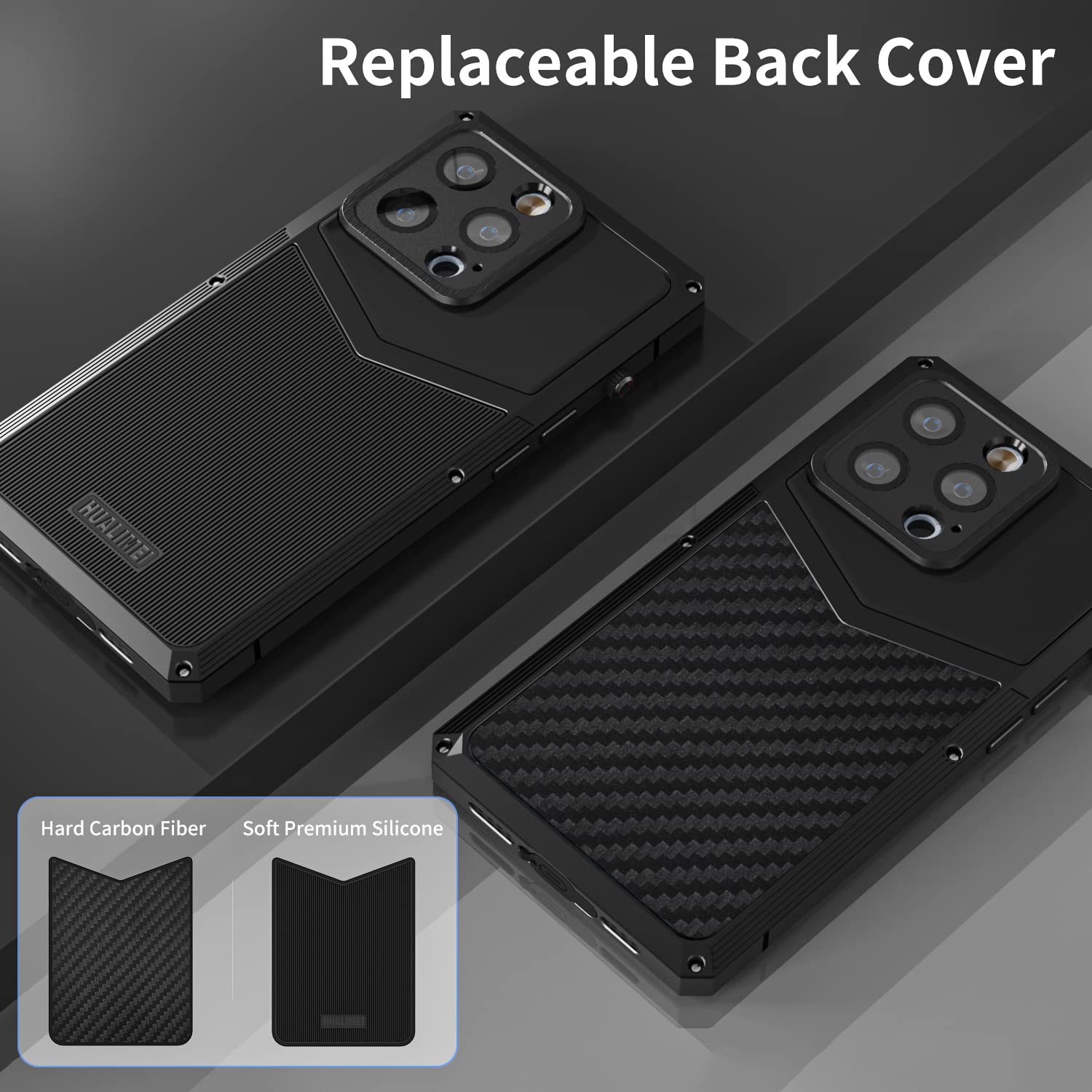 DGYSG Luxury Carbon Fiber with Aluminum Case for iPhone 14 Pro Max 6.7", Military Shockproof Protective Armor Phone Cover with Screen Protector Full Body Heavy Duty Drop Protection for Men Black