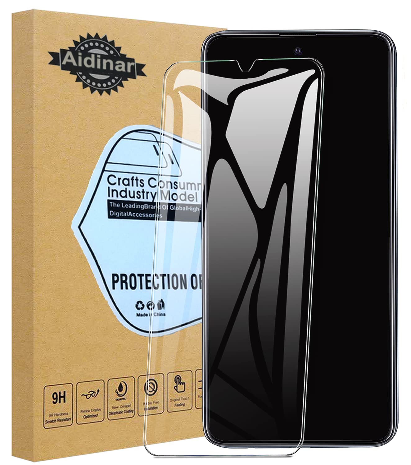Aidinar Screen Protector for OPPO Reno 8T 5G, [2 Pack] Ultra-Thin 9H Hardness HD Clear,OPPO Reno 8T 5G Tempered Glass Screen Protector