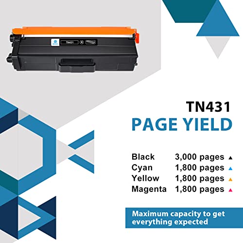 TN431 TN-431 Toner Cartridge 4-Pack Compatible Replacement for Brother TN431BK TN431C TN431M TN431Y TN431 TN-431 for Brother HL-L8360CDW MFC-L8900CDW HL-L8260CDW MFC-L8610CDW HL-L8360CDWT Printer