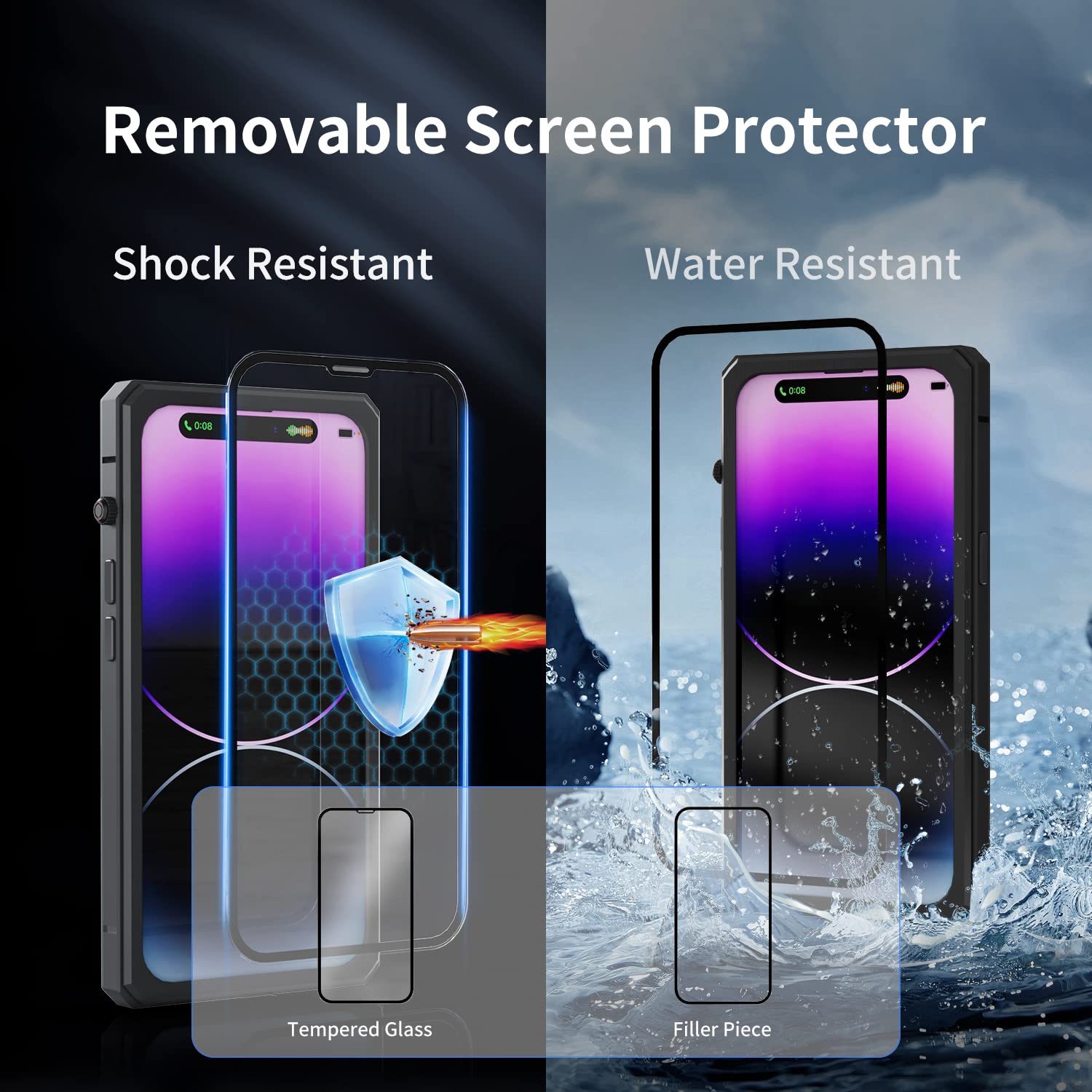 DGYSG Luxury Carbon Fiber with Aluminum Case for iPhone 14 Pro Max 6.7", Military Shockproof Protective Armor Phone Cover with Screen Protector Full Body Heavy Duty Drop Protection for Men Black