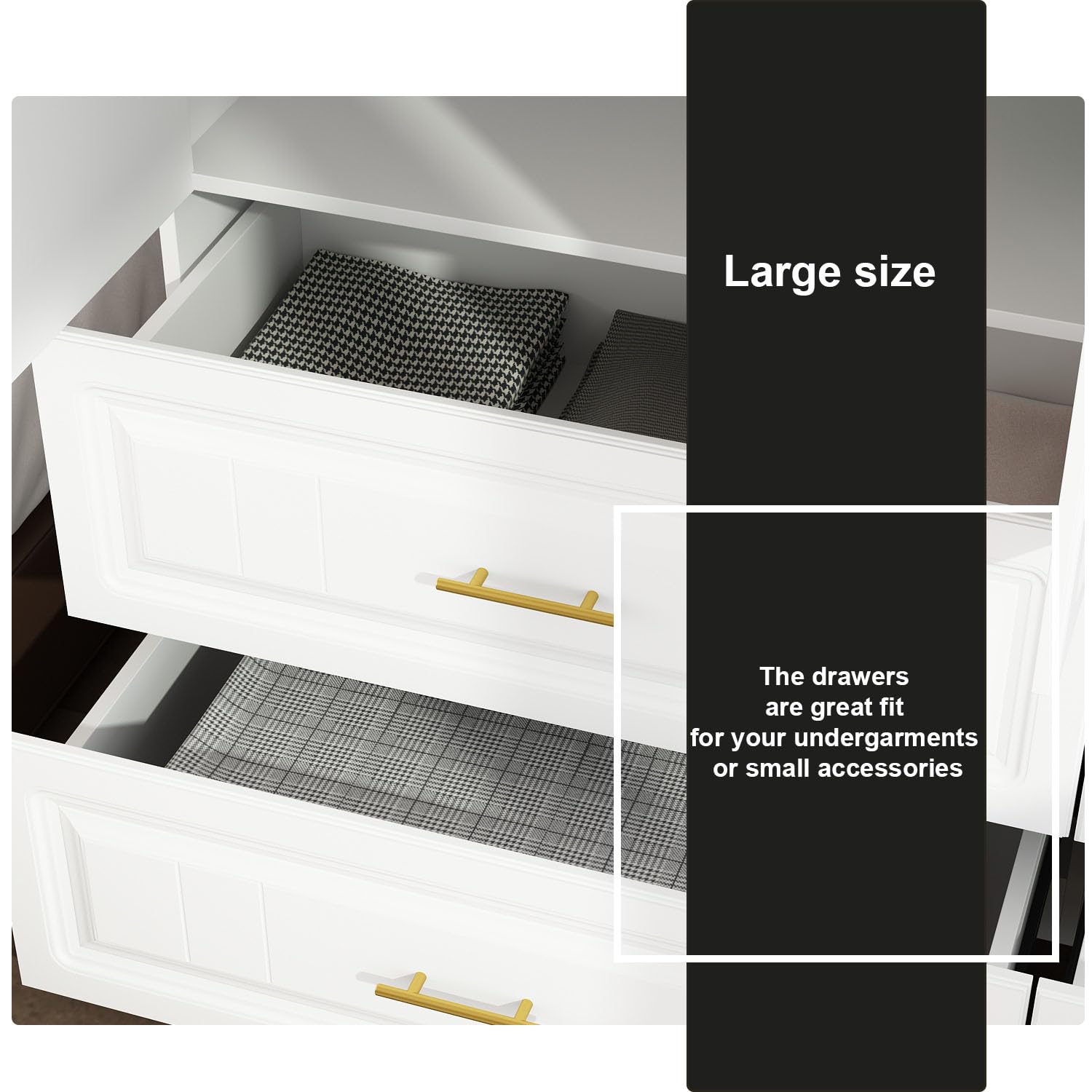 AIEGLE 3-Door Armoire Wardrobe Closet with Drawers, White Coat Closet with Doors, Modern Tall Wardrobe Cabinet Closet with Hanging Rod for Bedroom, Freestanding, White, 20.6" D x 47.2" W x 74.2" H