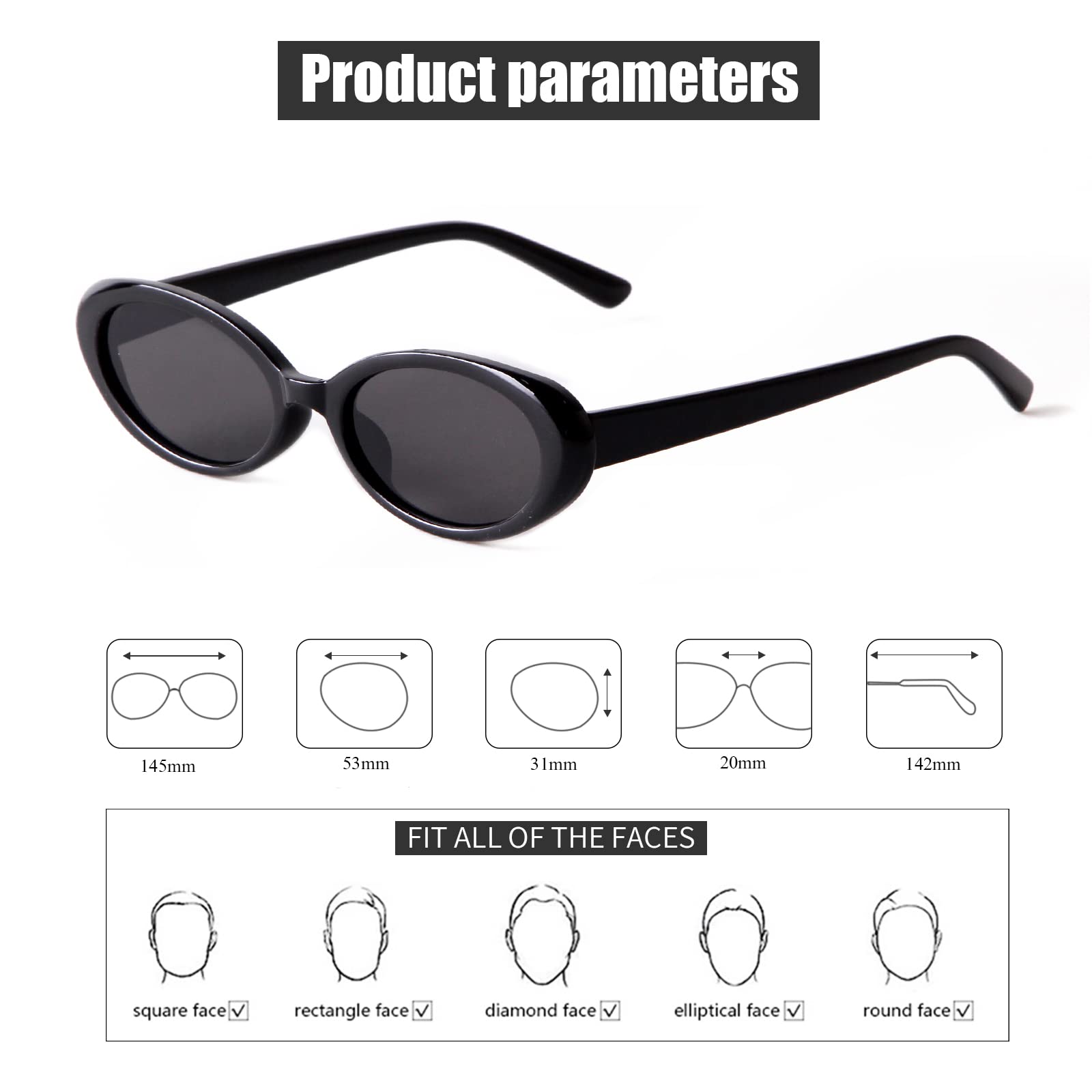 JUDOO Tiny Small 90s Sunglasses for Women Men Retro Oval Tinted Glasses