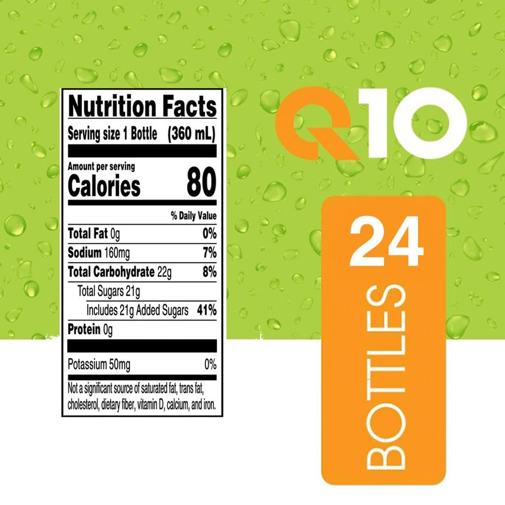 QUALITATT 10 Brand, Box with Flavor Lime Cucumber 24 Pack of Sport Drink Plastic Bottles 12 fl oz