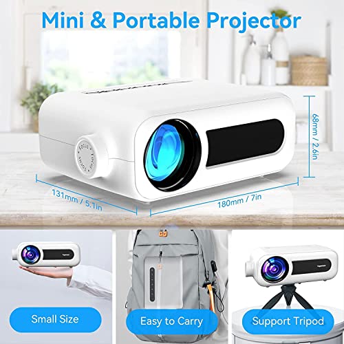 Mini Projector, 1080P HD Portable Projector Outdoor Home Theater Movie Projector with HDMI/USB/SD/AV for iOS/Android/Windows/PS5/Computer/TV (no WiFi)