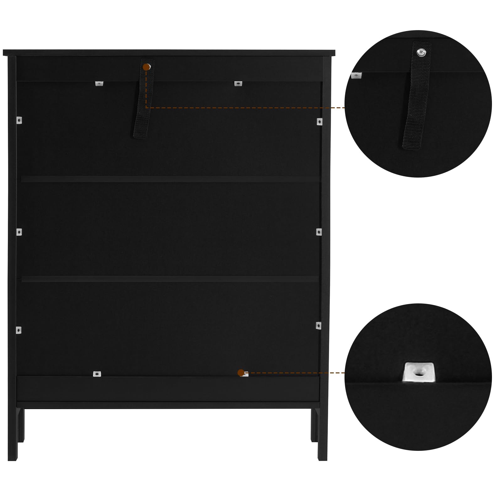Iwell Storage Cabinet with Rattan Doors, Bathroom Storage Cabinet with Adjustable Shelf, Floor Cabinet for Living Room, Entryway, Kitchen, Home Office, Black