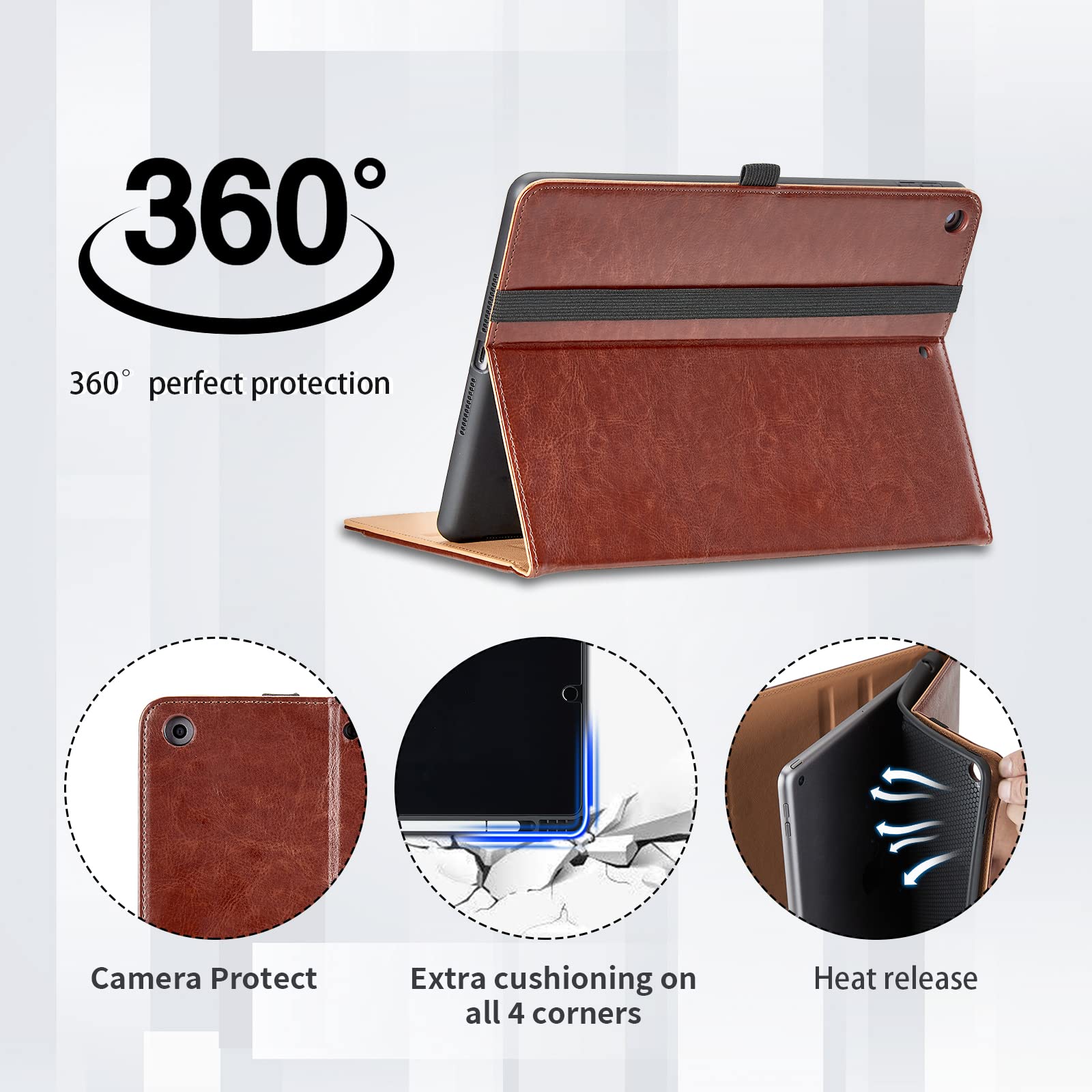 Case for iPad Mini 5 2019 (5th Generation 7.9-inch), iPad Mini 4 3 2 Tablet Case with Hand Strap Large Pocket Premiun PU Leather Auto Wake/Sleep Smart Cover, Reddish-Brown