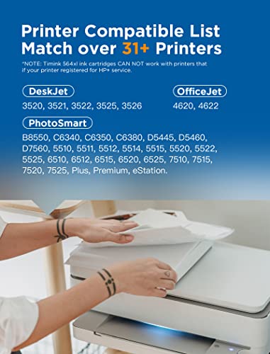 【5-Pack Larger Capacity】 564XL Ink Cartridges Replacement for Original HP 564 XL Combo Pack - Compatible for Photosmart 5520 6520 7510 7520 DeskJet 3520 Premium C309A C410A Printer (2BK/C/M/Y)